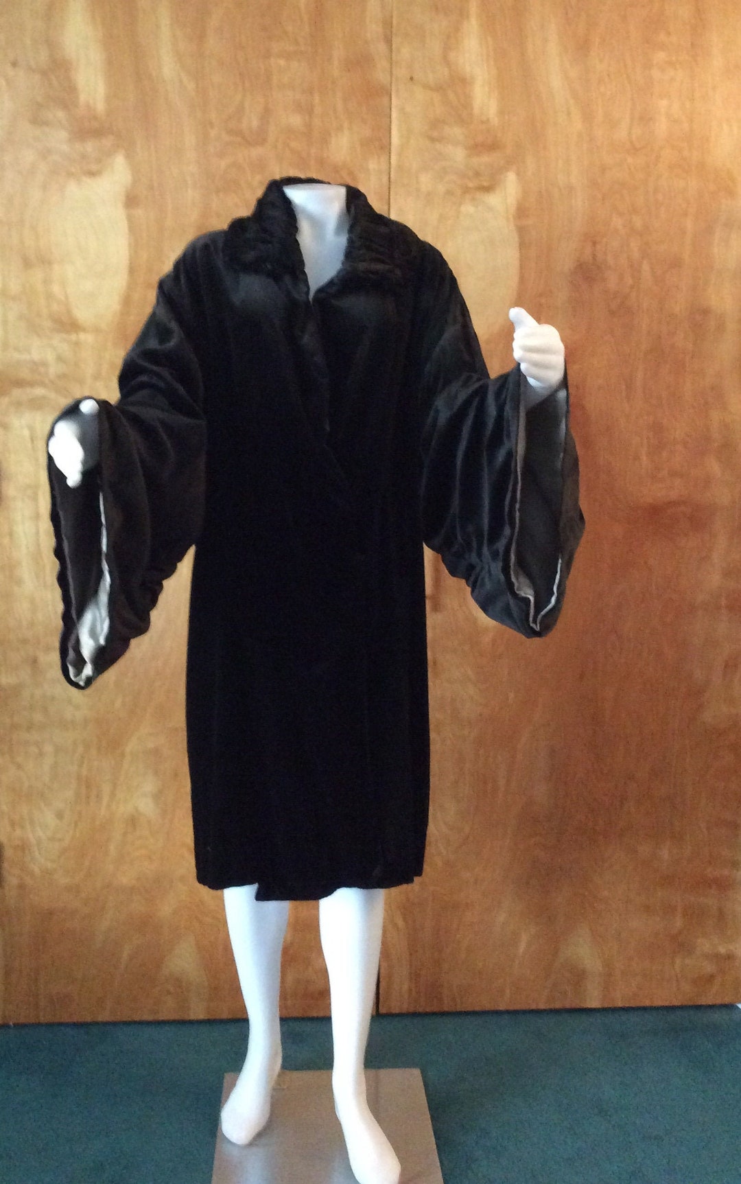 Vintage 1920s Black Silk Velvet Opera Coat Ruched Collar - Etsy
