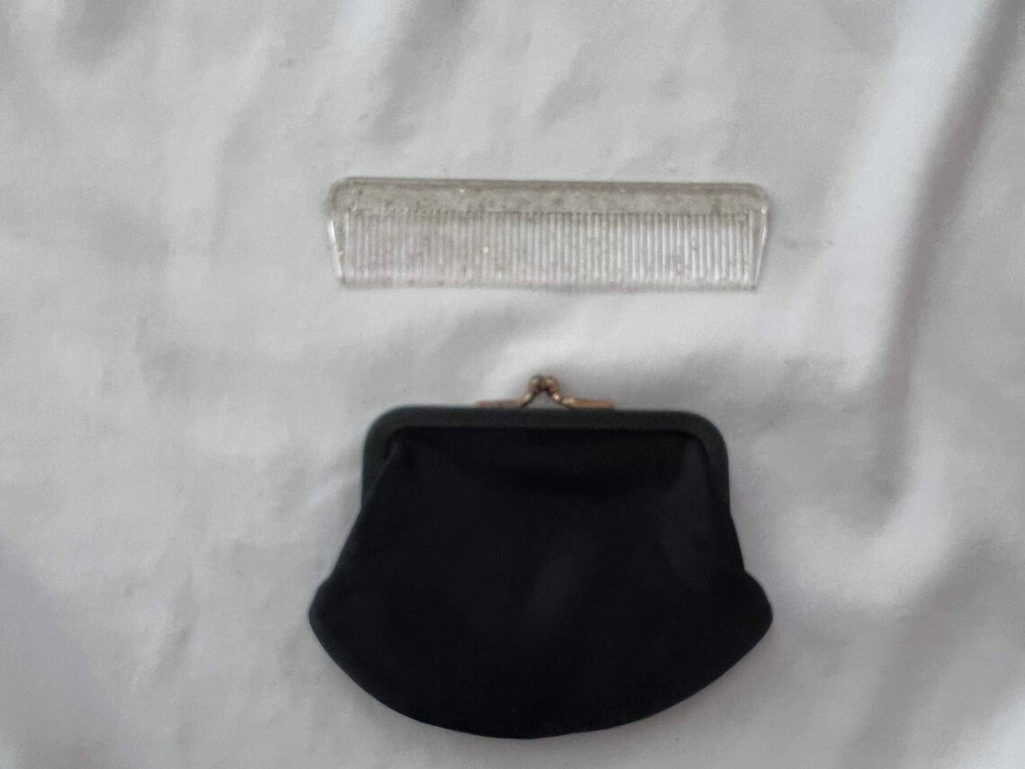 Crown Lewis Handbag With Change Purse and Comb Black Fabric Chain ...