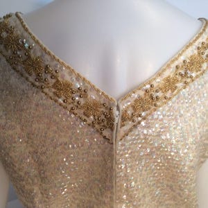 Sleeveless Gold Beaded and Sequin Top Vintage Size M White Rockabilly ...