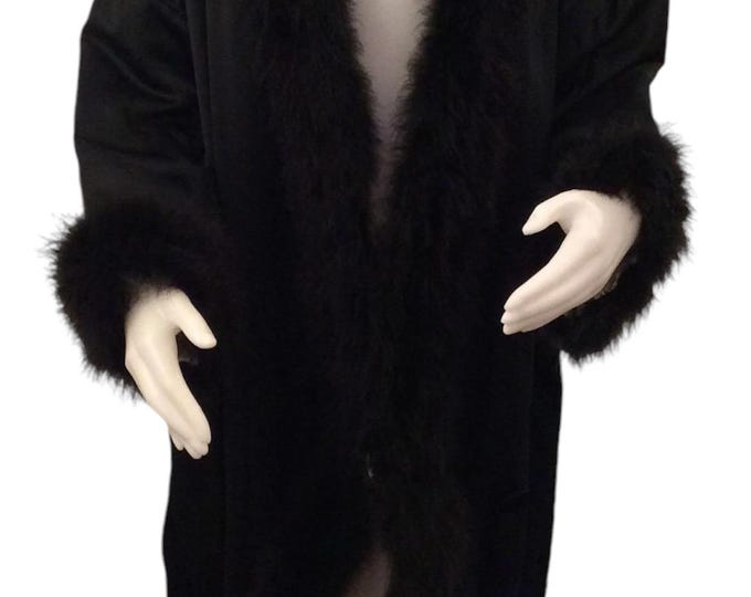 1920s Black Silk Opera Coat With Maribou Trim 1920s Theater Costume ...