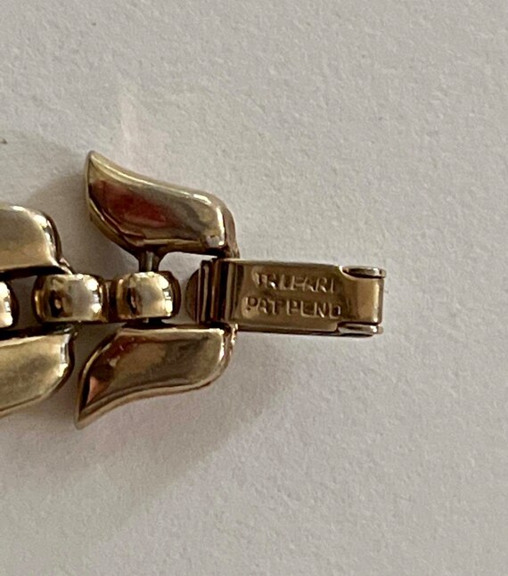 Vintage Trifari PAT. PEND. crown logo gold bracelet w… - Gem