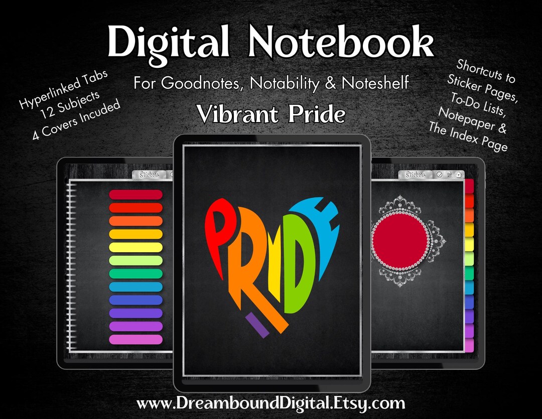 LGBTQ Digital Notebook Goodnotes, 12 Subject Notability Journal ...