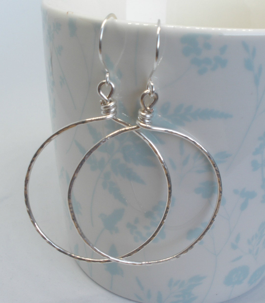 Large Silver Hoops, Hammered Silver Large Hoop Earrings, Silver Hoop ...