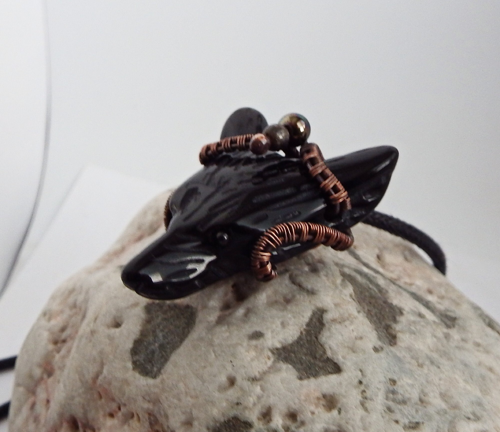 Black Obsidian Wolf Pendant Wolf Head Necklace Wire Wrapped - Etsy