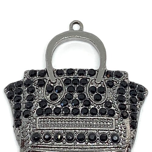 1 Gunmetal & Black Rhinestones Ladies Handbag Charm Purse - Etsy