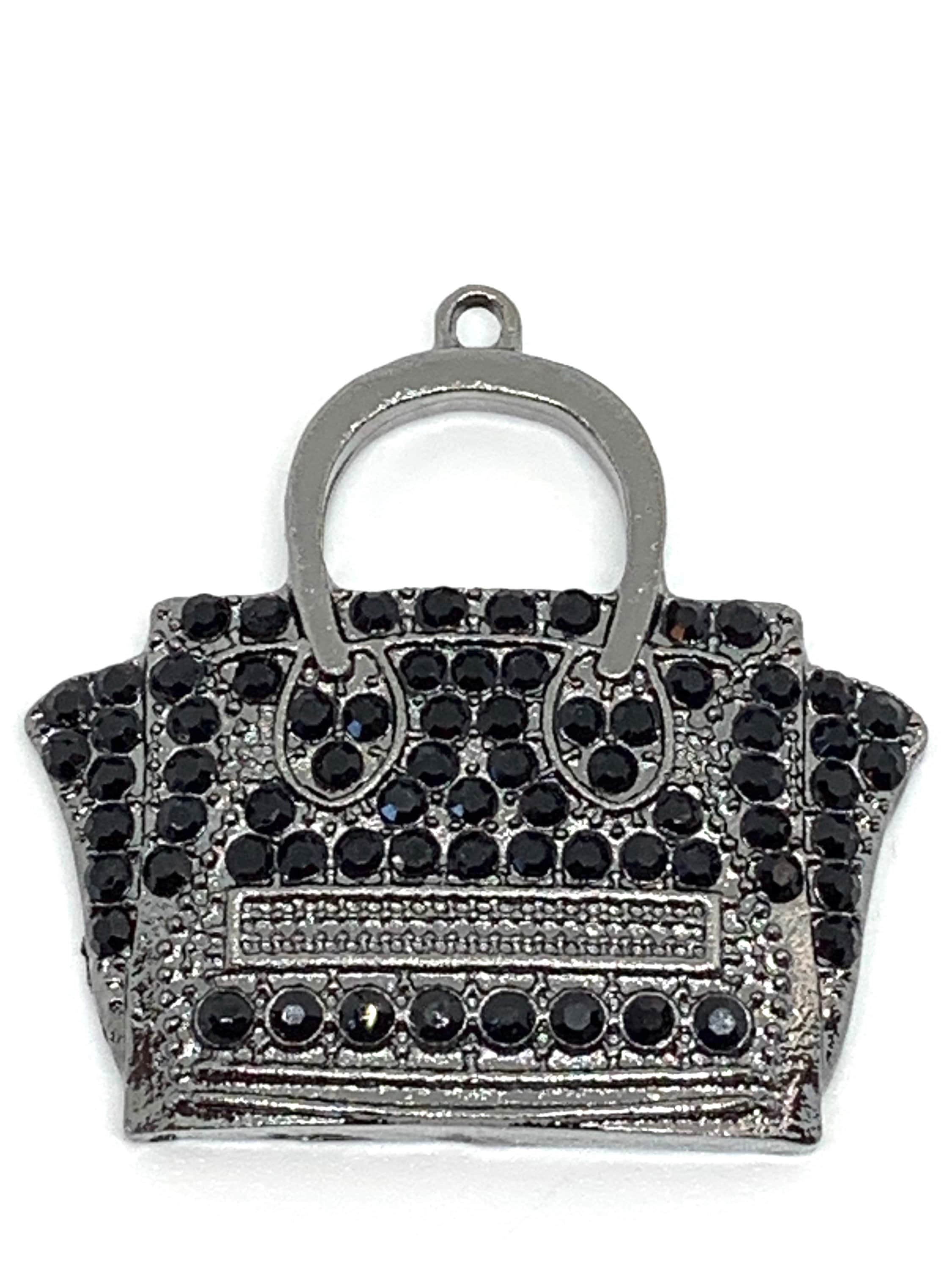 1 Gunmetal & Black Rhinestones Ladies Handbag Charm Purse - Etsy