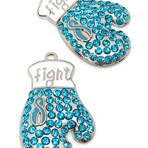 1 Teal Rhinestone, White Enamel With Silver Accents Teal Ribbon Fight ...
