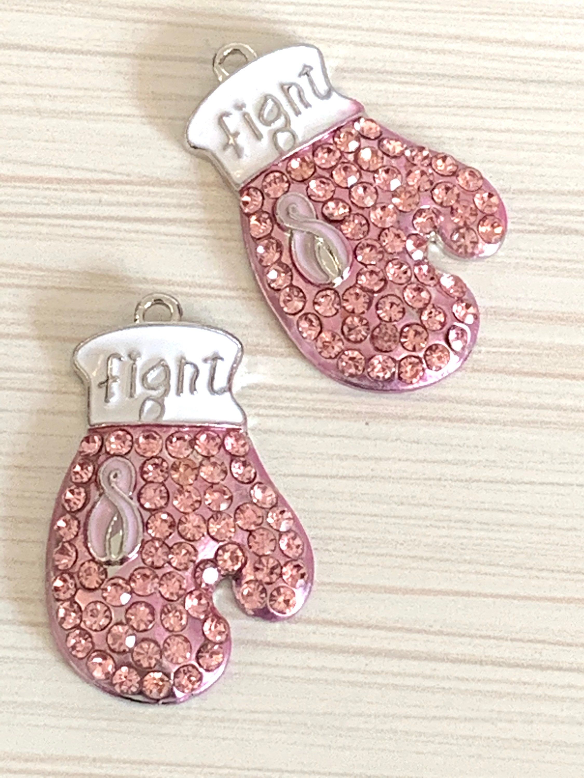 1 Pink Rhinestones Fight Boxing Glove White Enamel With - Etsy