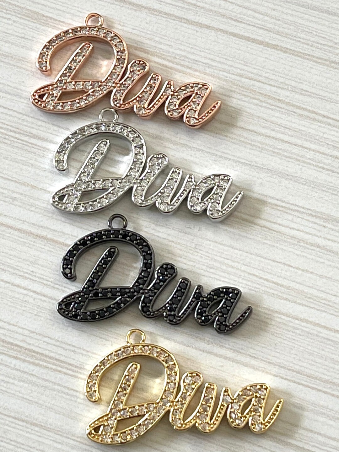 1 Diva Beautiful CZ Charm - Pendant - 3 Colors - Pave Cubic Zirconia ...