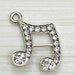 3 Rhinestone Music Note Charms - Silver Tone Finish - Etsy
