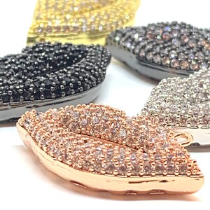 1 Beautiful CZ Lips Charms - 5 Colors - Pave Cubic Zirconia Rhinestones ...