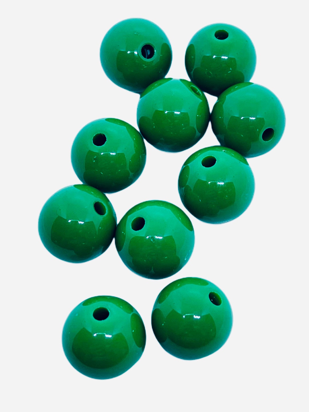 Set of 10 - 16mm Green Acrylic Round Beads - Lightweight - Etsy
