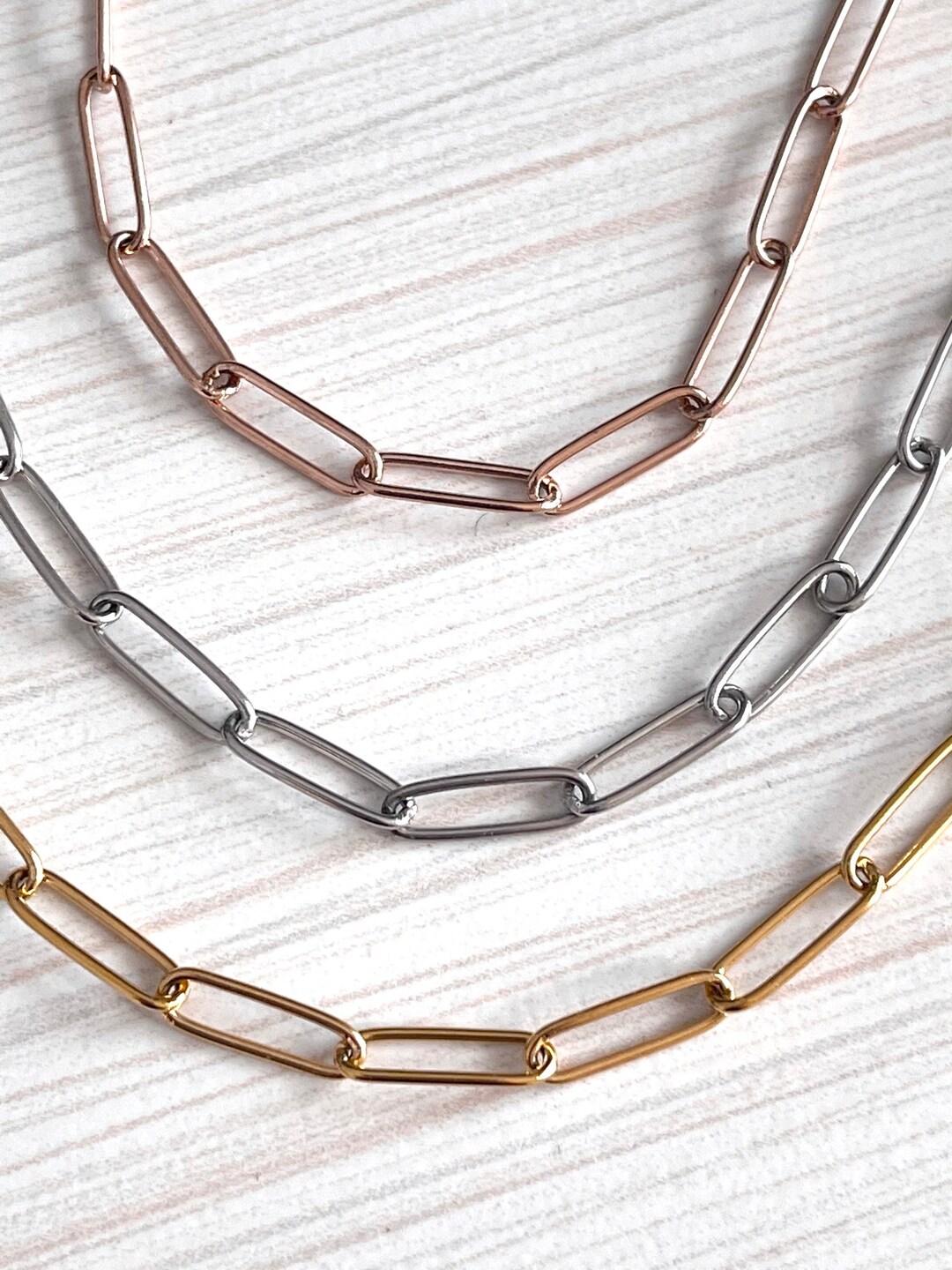 18” Paper Clip Style Chain Link Necklace W/clasp - Choose From 3 ...