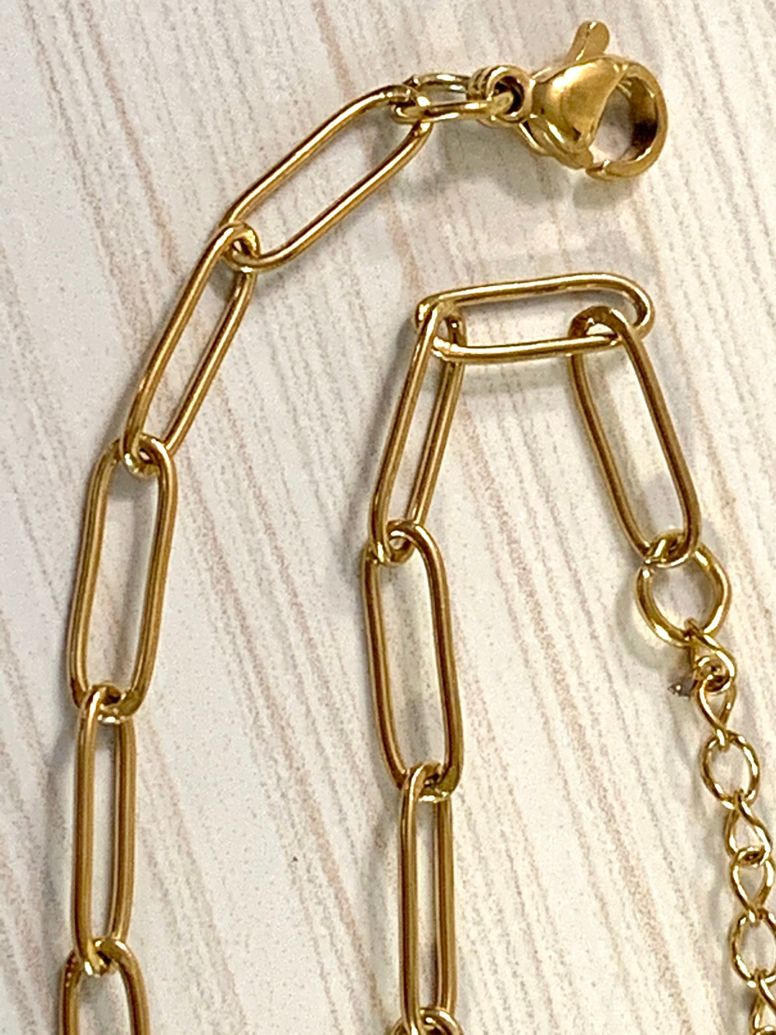 Chain link bracelet w/clasp paper clip style stainless | Etsy