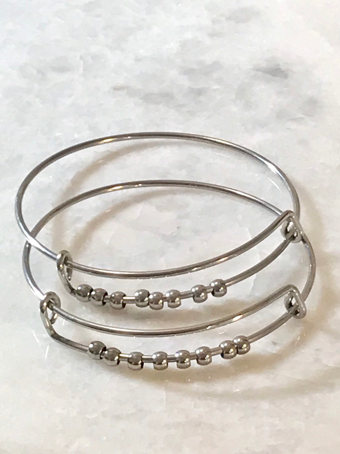 Stainless Steel Expandable Bangle Bracelet With Beads - Etsy