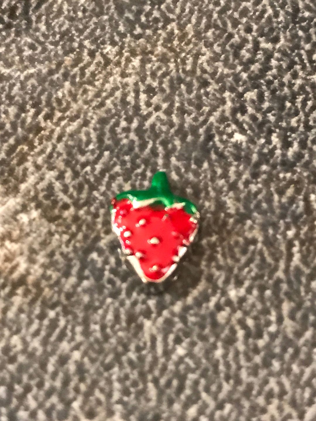 Strawberry Fruit Memory Locket Charm - Red Enamel - Silver Tone - Fits ...