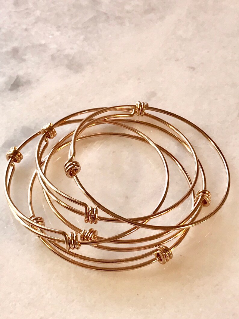 Rose Gold Stainless Steel Expandable Bangles - Bracelet - Triple Loop ...