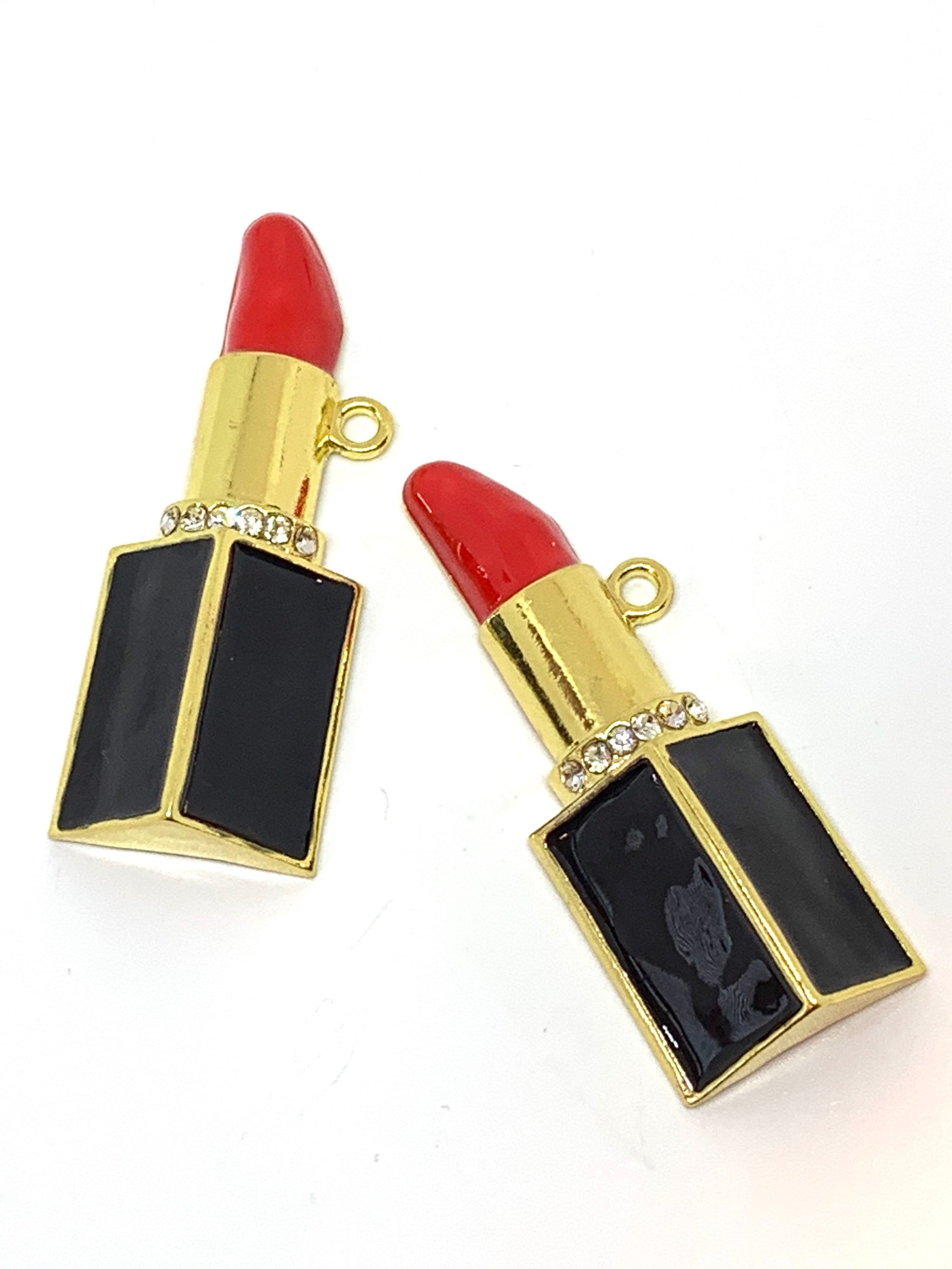 1 Large Black & Red Enamel Lipstick Charm Pendant - Etsy