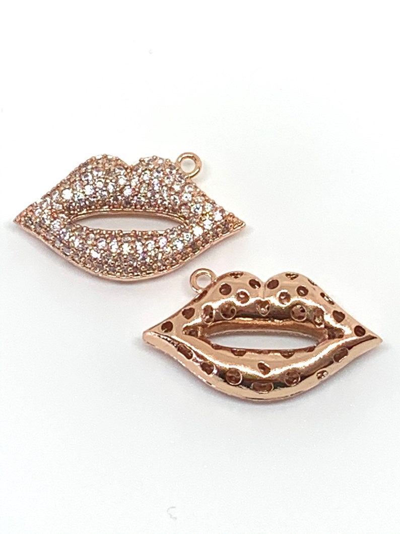 1 Beautiful CZ Lips Charms - 5 Colors - Pave Cubic Zirconia Rhinestones ...