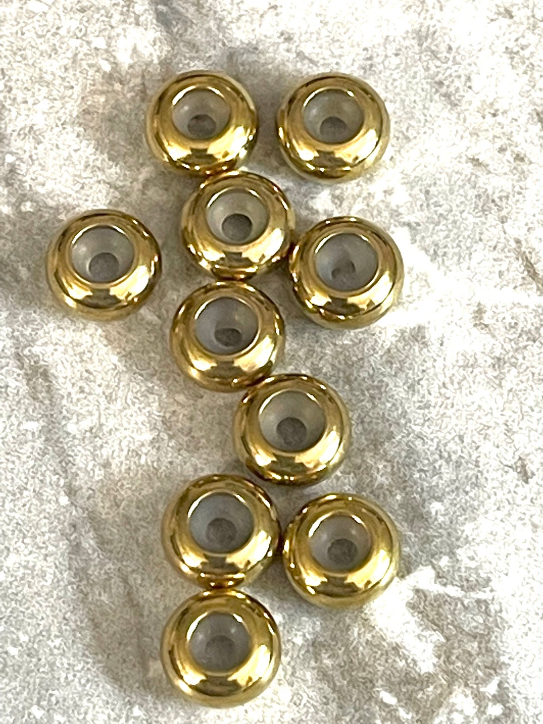 Gold Over Stainless Steel Bead Stoppers Spacers Gold Finish Set of 10 ...
