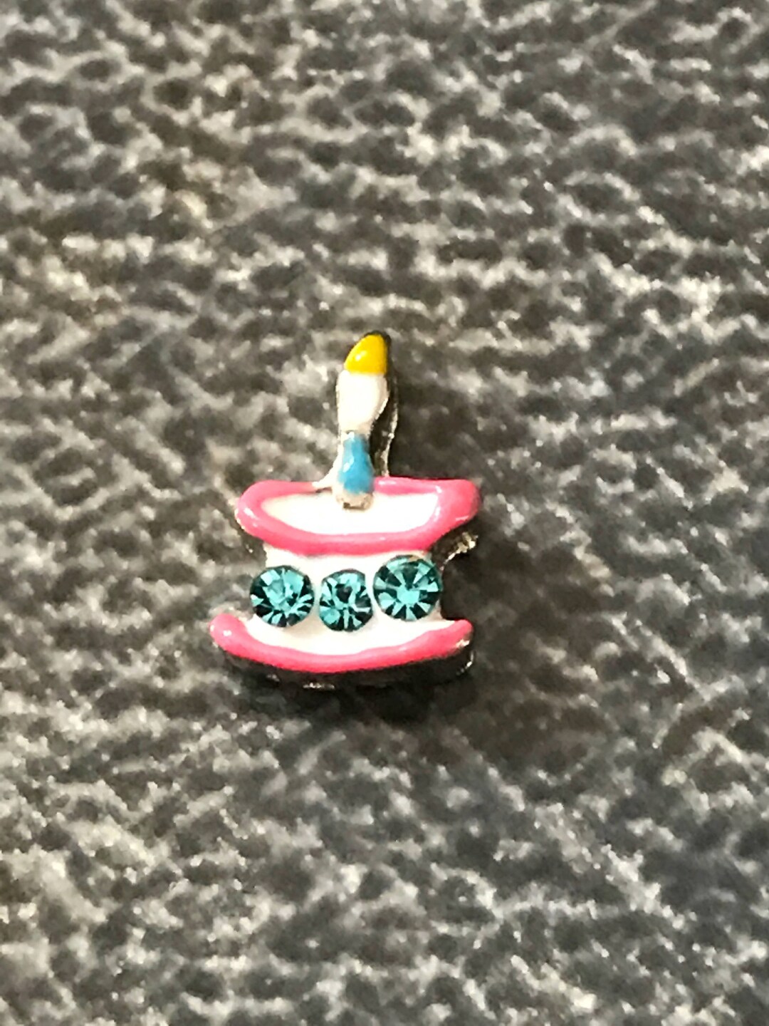 Birthday Cake Floating Memory Locket Charm - Pink and White Enamel ...