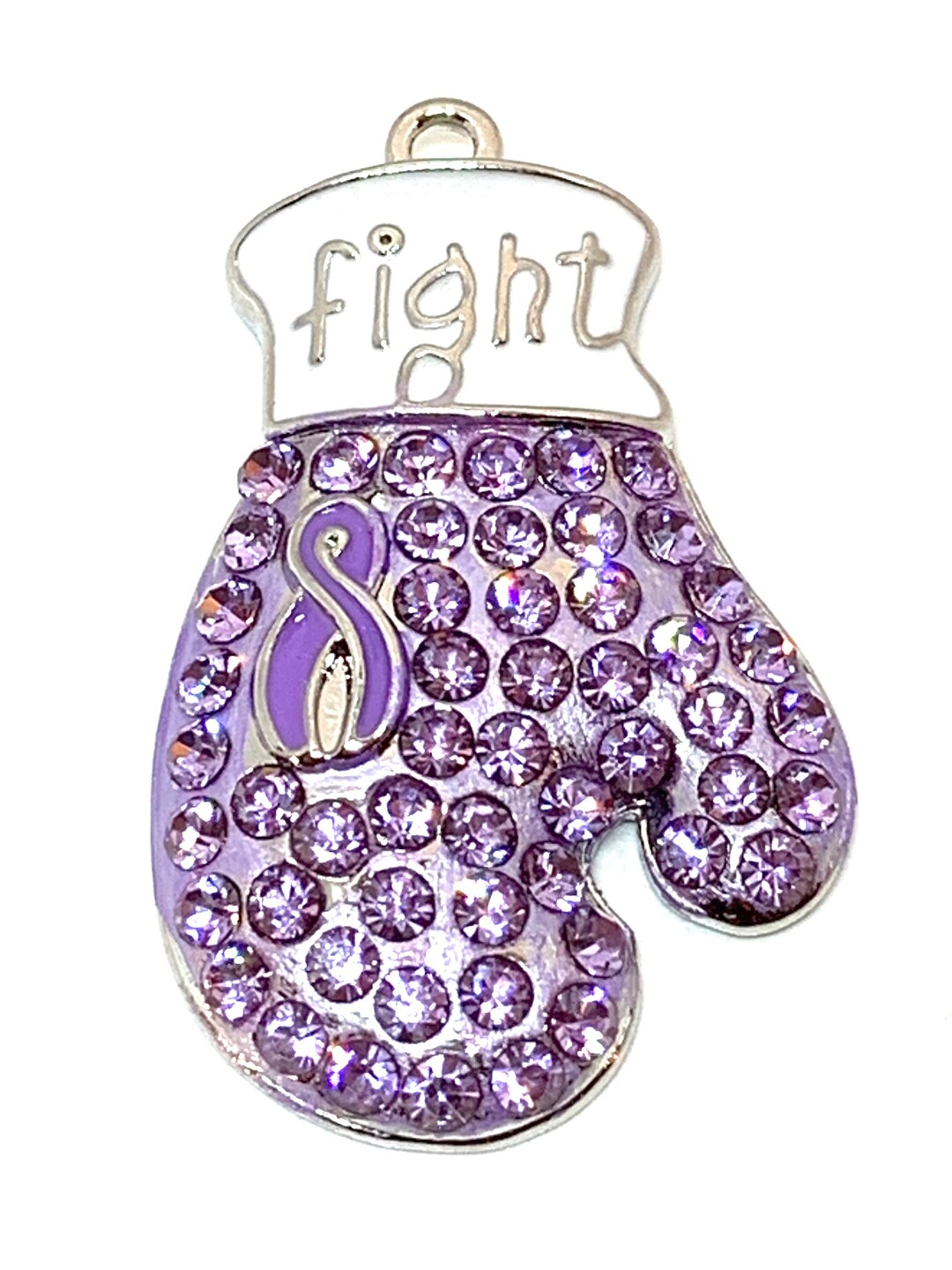1 Purple Rhinestone, and White Enamel With Silver Accents Purple Ribbon ...