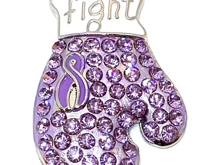1 Purple Rhinestone, and White Enamel With Silver Accents Purple Ribbon ...