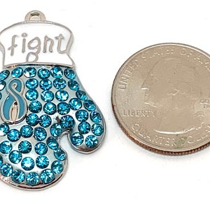 1 Teal Rhinestone, White Enamel With Silver Accents Teal Ribbon Fight ...