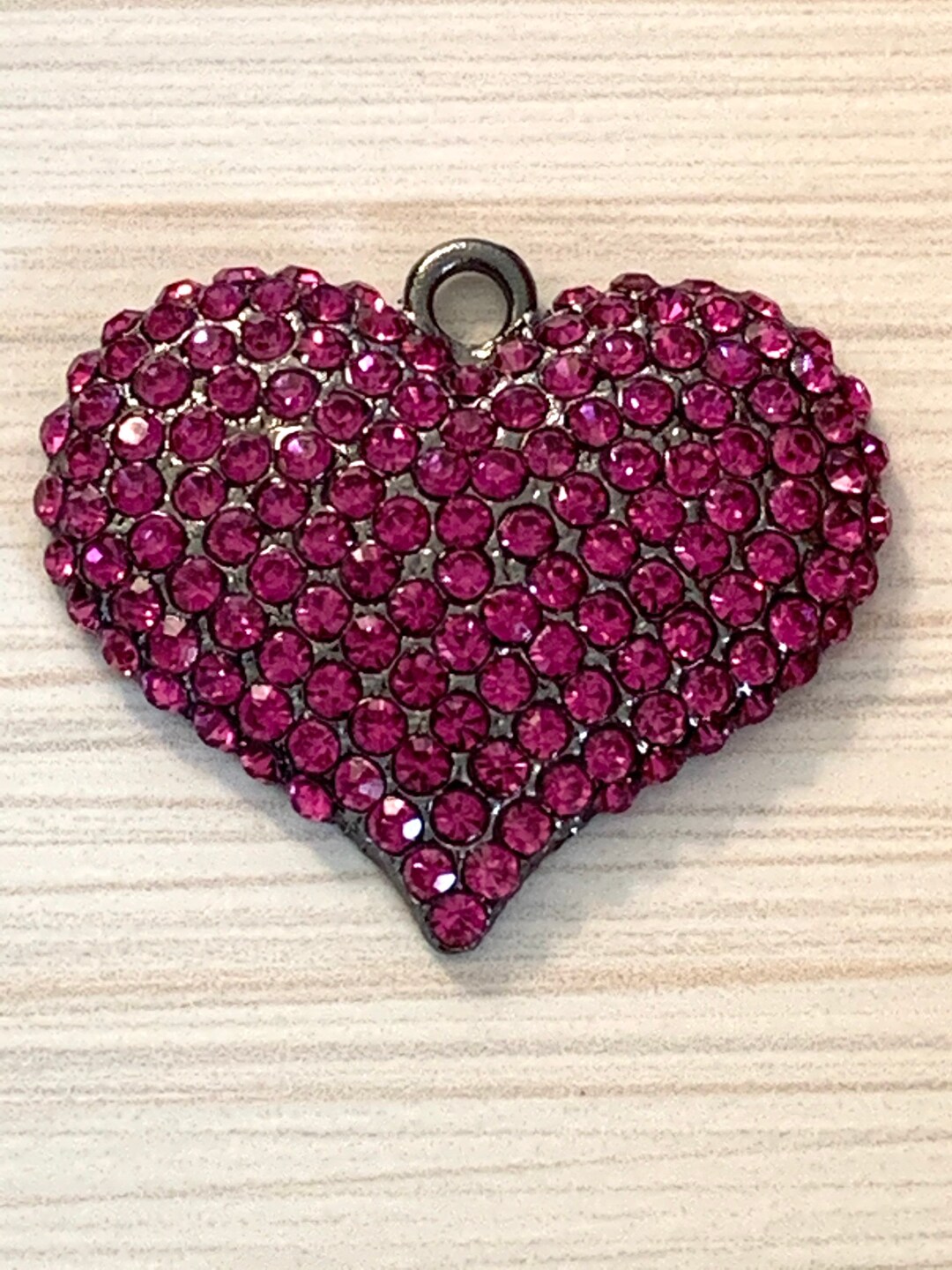 1 Large Purple Rhinestones - Gunmetal Setting Heart Charm - Pendant - Etsy