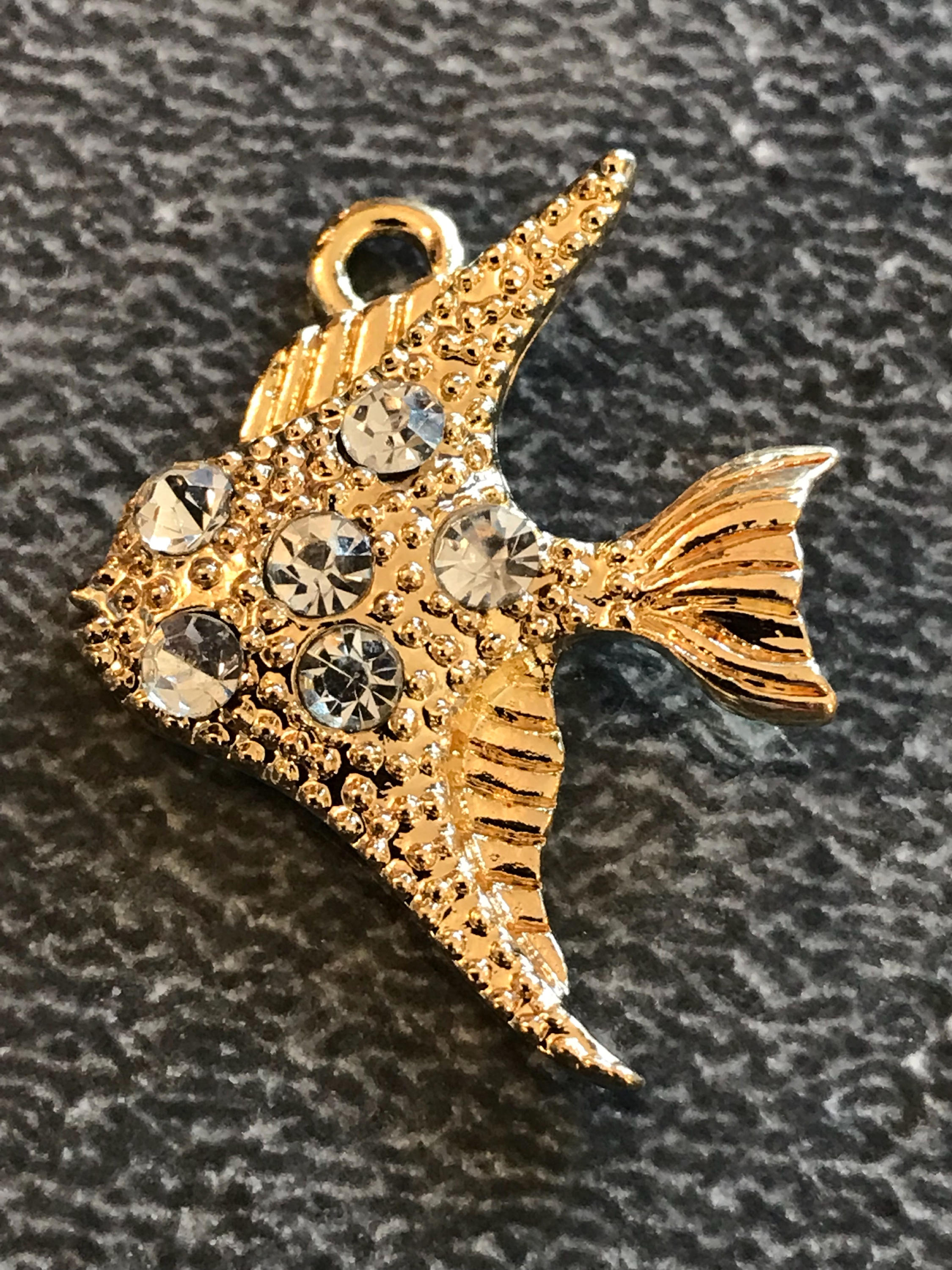 3 Rhinestone and Gold Tone Blingy Fish Charms Very Nice - Etsy