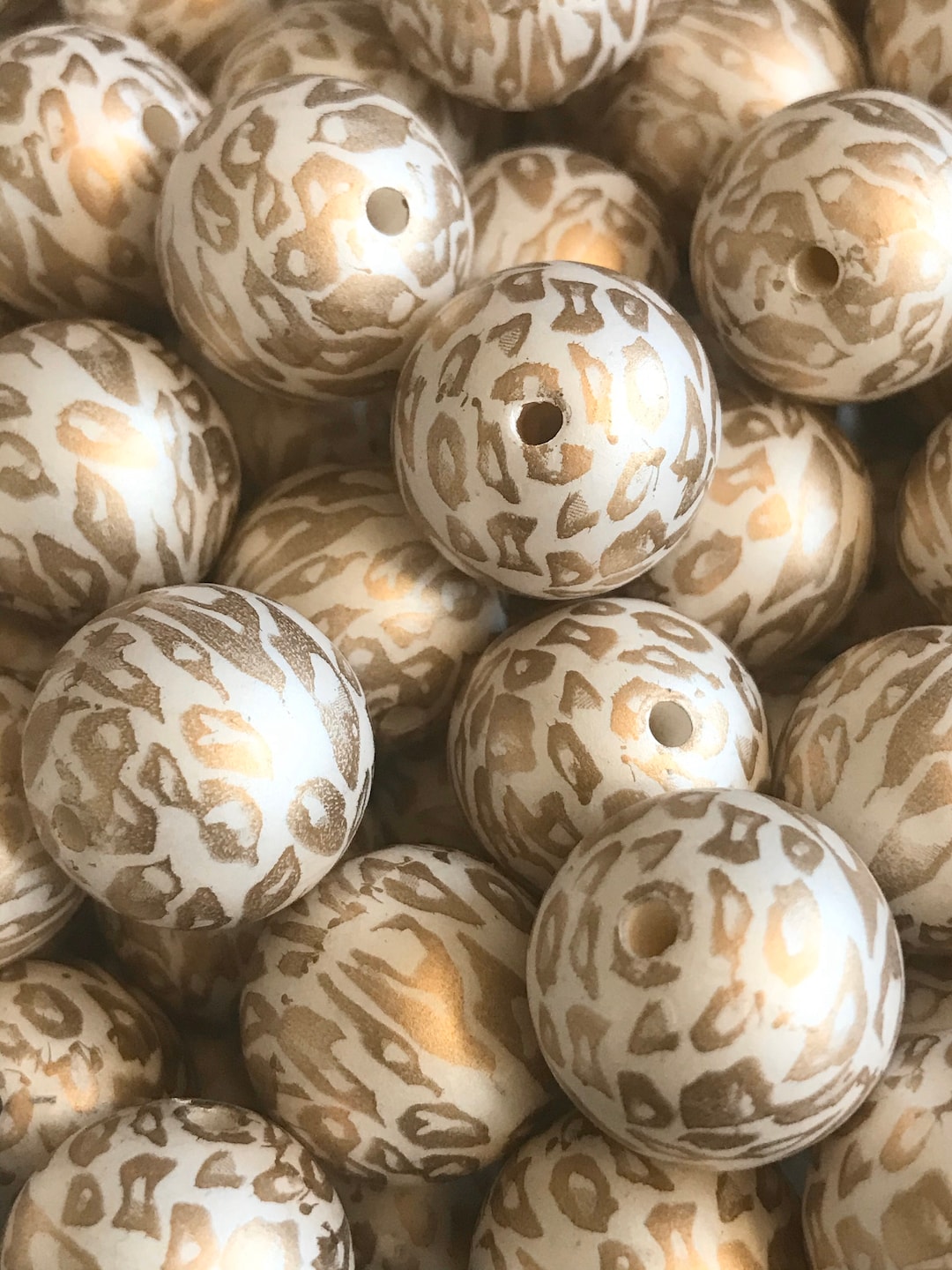 Set of 10 - 20mm Gold Cheetah Print Chunky Bubblegum Acrylic Round ...
