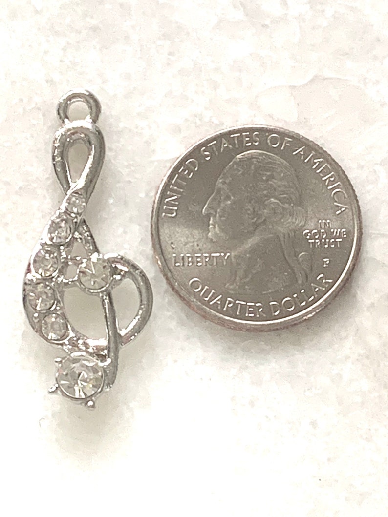 Large Rhinestone Treble Clef Music Note Pendant Silver Tone - Etsy