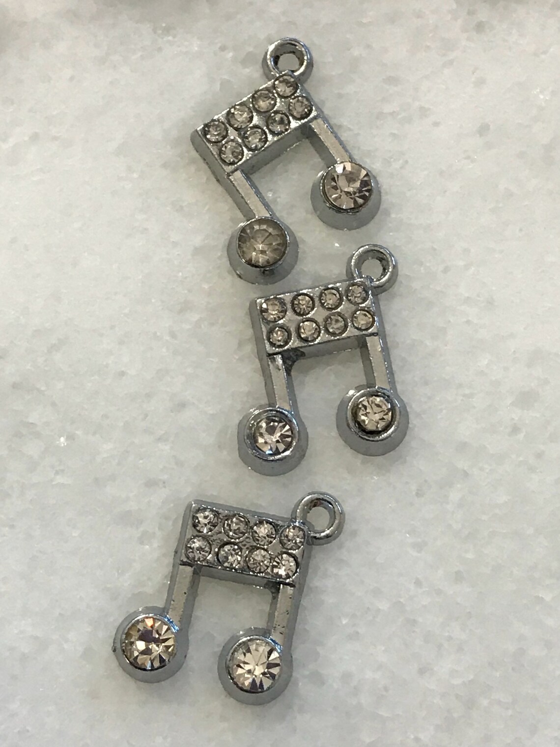 3 rhinestone music note charms silver tone crystal very | Etsy