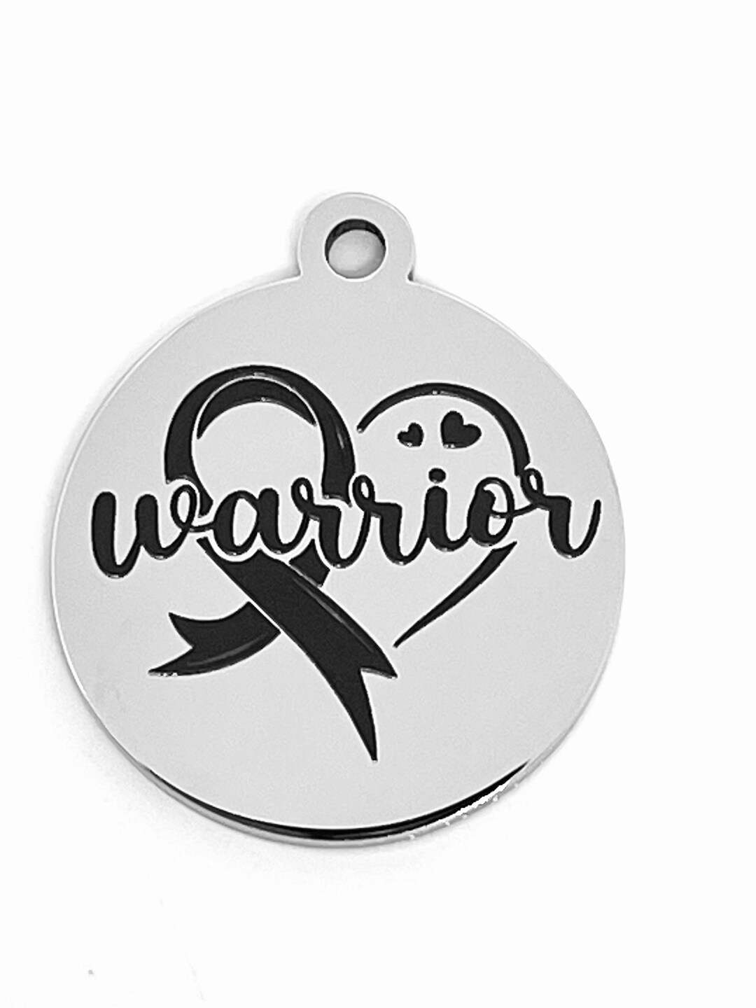 Warrior Awareness Stainless Steel Round Laser Engraved Charm - Pendant ...