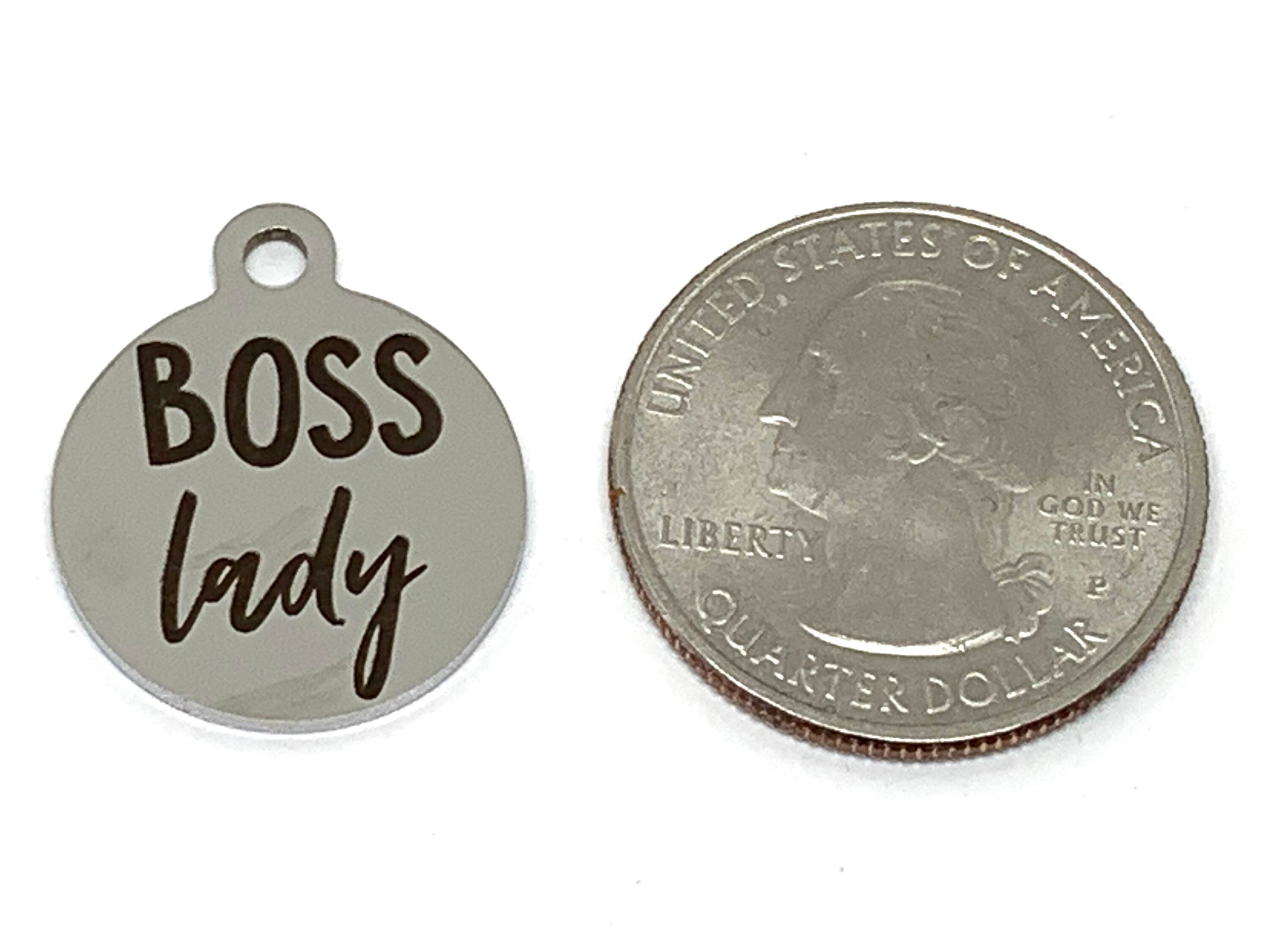 Boss Lady Stainless Steel Round Laser Engraved Charm - Pendant - Print ...