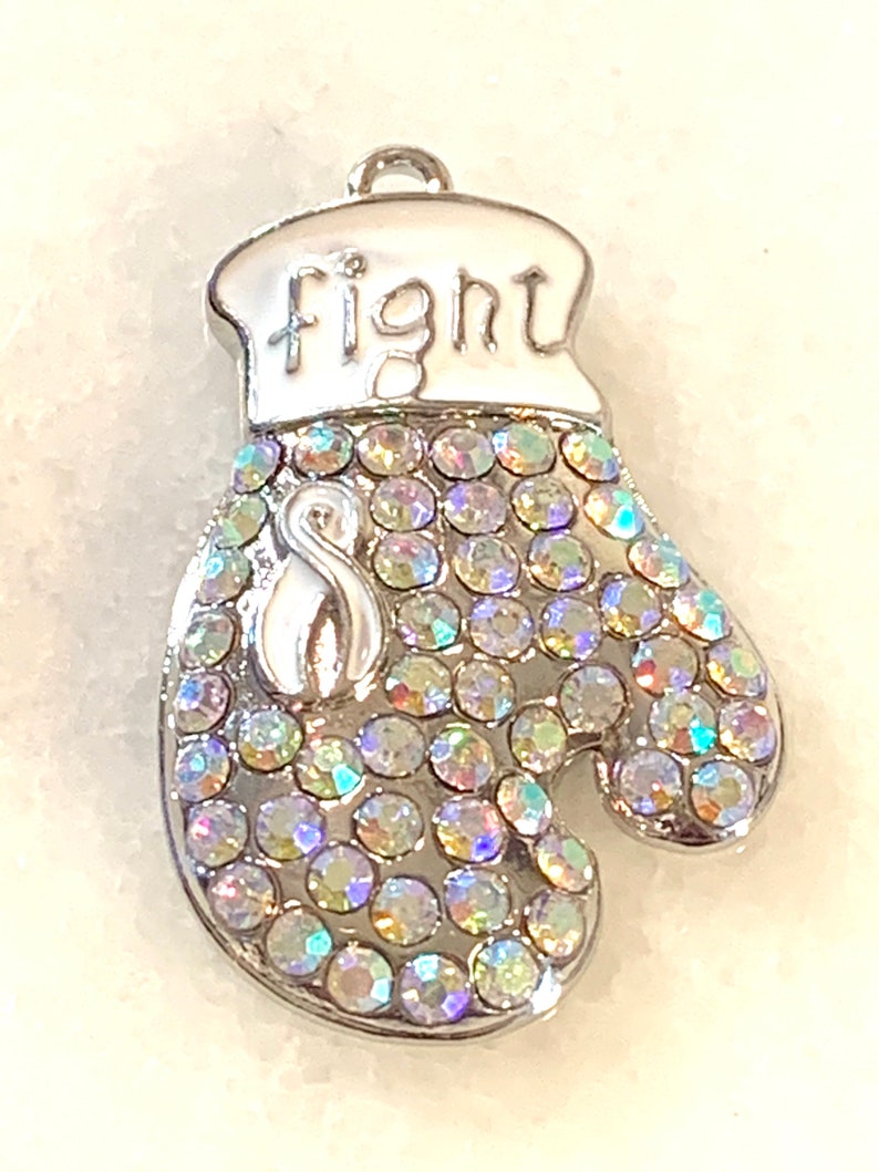1 AB Colored Rhinestones and White Enamel With Silver Accents White ...