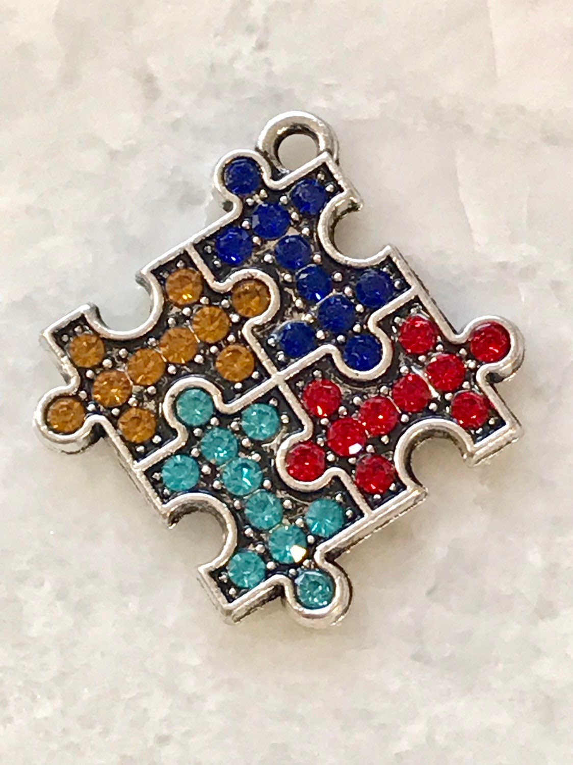 Multicolored Rhinestone Autism Awareness Puzzle Piece Charm - Etsy