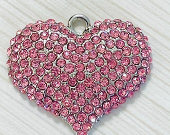 Pink Heart Pendant | Etsy