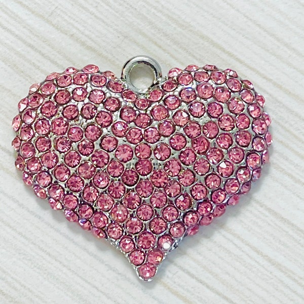 Pink Heart Pendant - Etsy