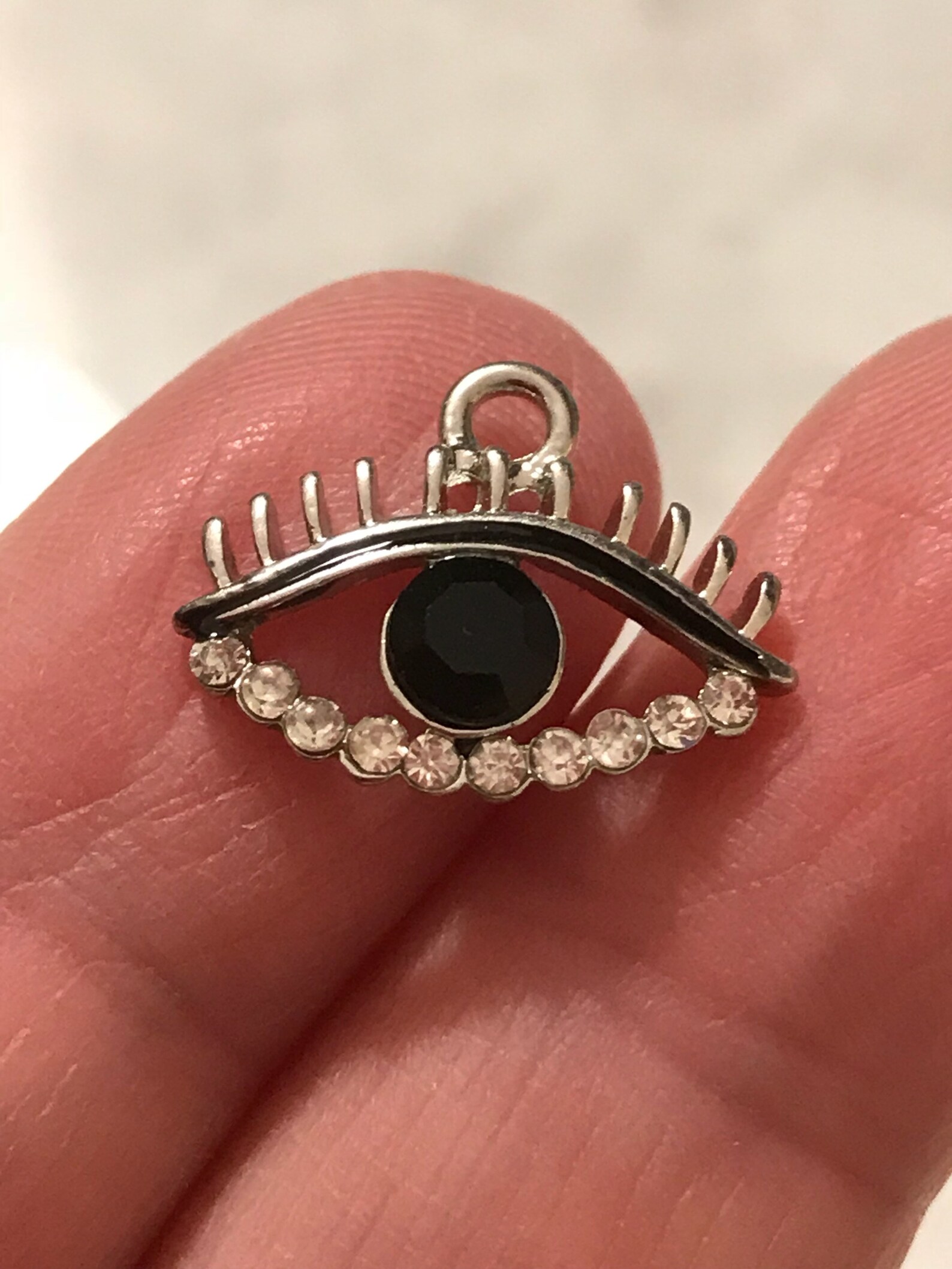 3 Beautiful Eye Charms Black Crystal Eye Rhinestones | Etsy