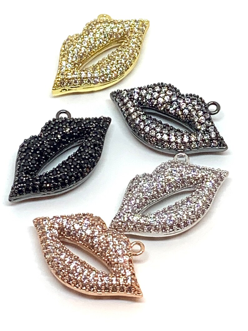 1 Beautiful CZ Lips Charms - 5 Colors - Pave Cubic Zirconia Rhinestones ...