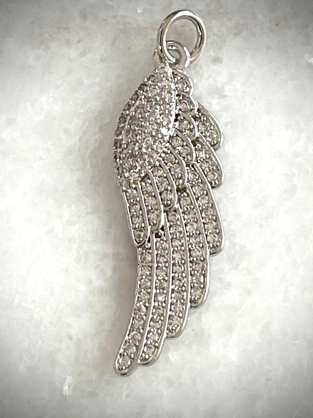 1 Silver CZ Rhinestone Angel Wing - Religious - Heaven - Etsy