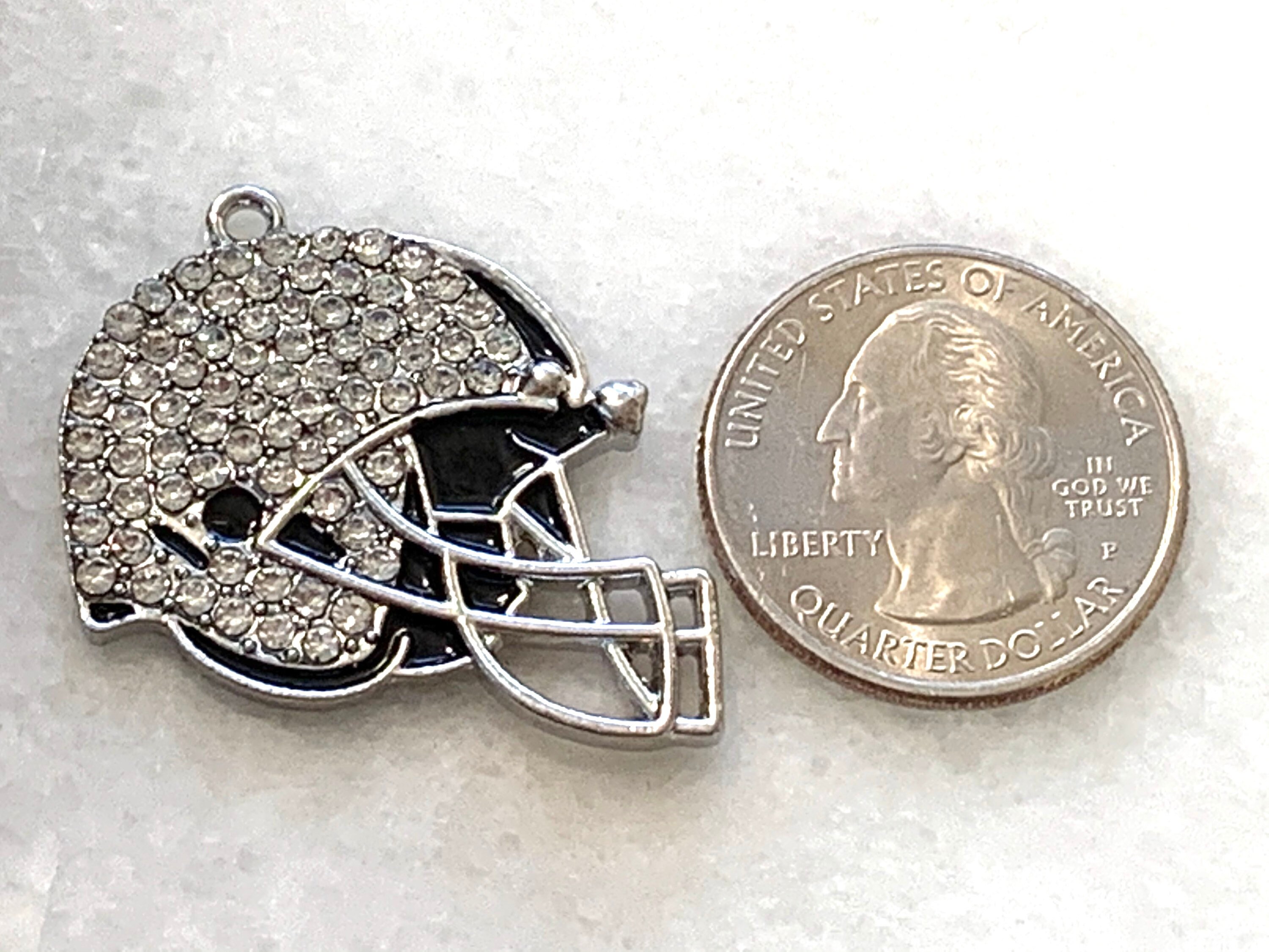 1 Rhinestone Helmet Charm Black Enamel Accents Football | Etsy
