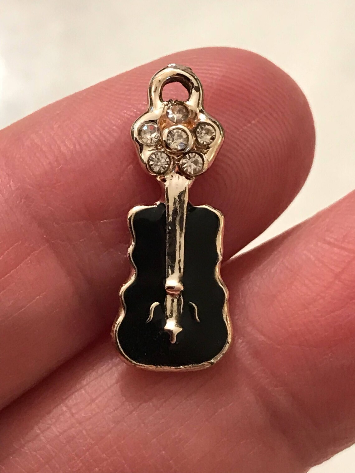 3 black enamel violin cello bass music charms | Etsy