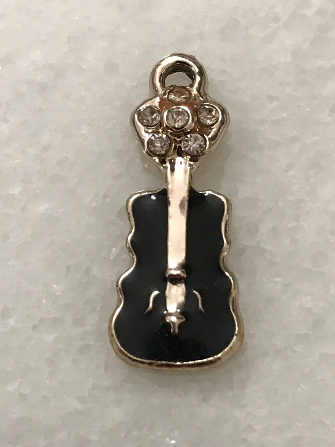 3 black enamel violin cello bass music charms | Etsy