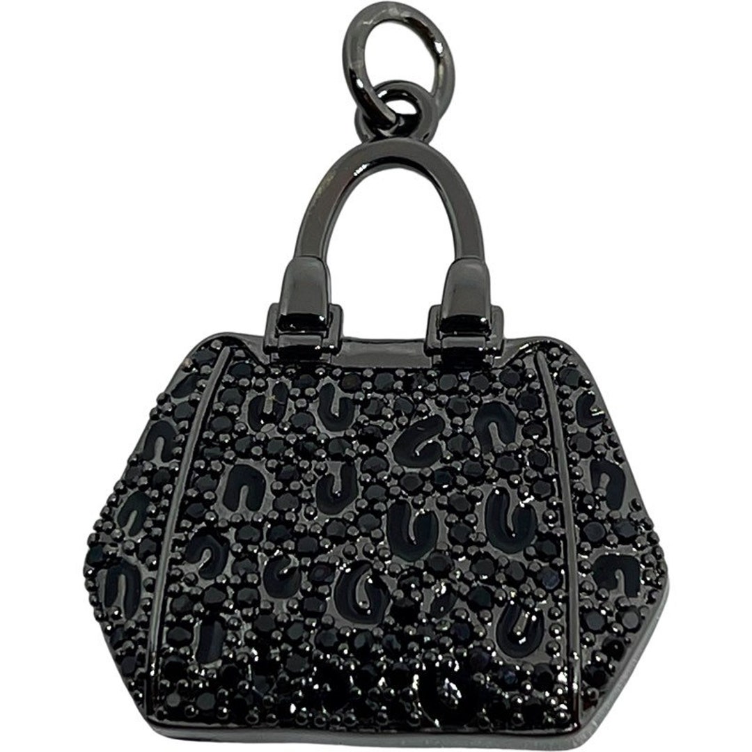 1 Black CZ on Black Metal Ladies Handbag Charm - Purse - Pocketbook - Etsy