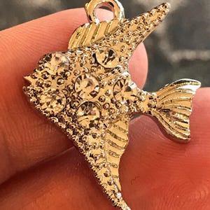 3 Rhinestone and Silver Tone Blingy Fish Charms - Very Nice Quality ...