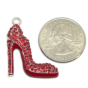 1 Gorgeous Red Rhinestones High Heeled Stiletto Shoe Charm - Pendant ...