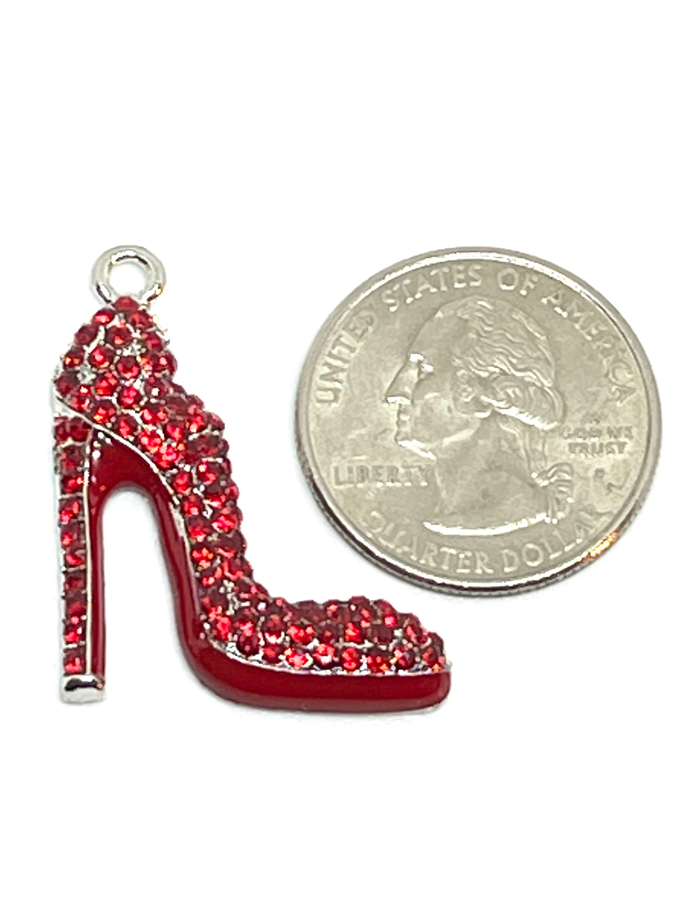 1 Gorgeous Red Rhinestones High Heeled Stiletto Shoe Charm - Pendant ...