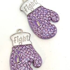 1 Purple Rhinestone, and White Enamel With Silver Accents Purple Ribbon ...